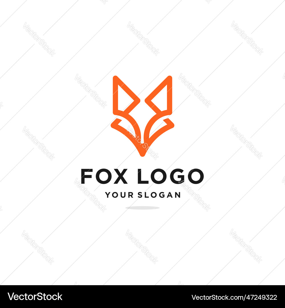 Minimalist fox logo design inspiration outline Vector Image