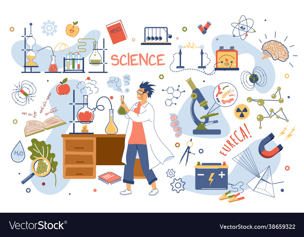 Science concept isolated elements set Royalty Free Vector