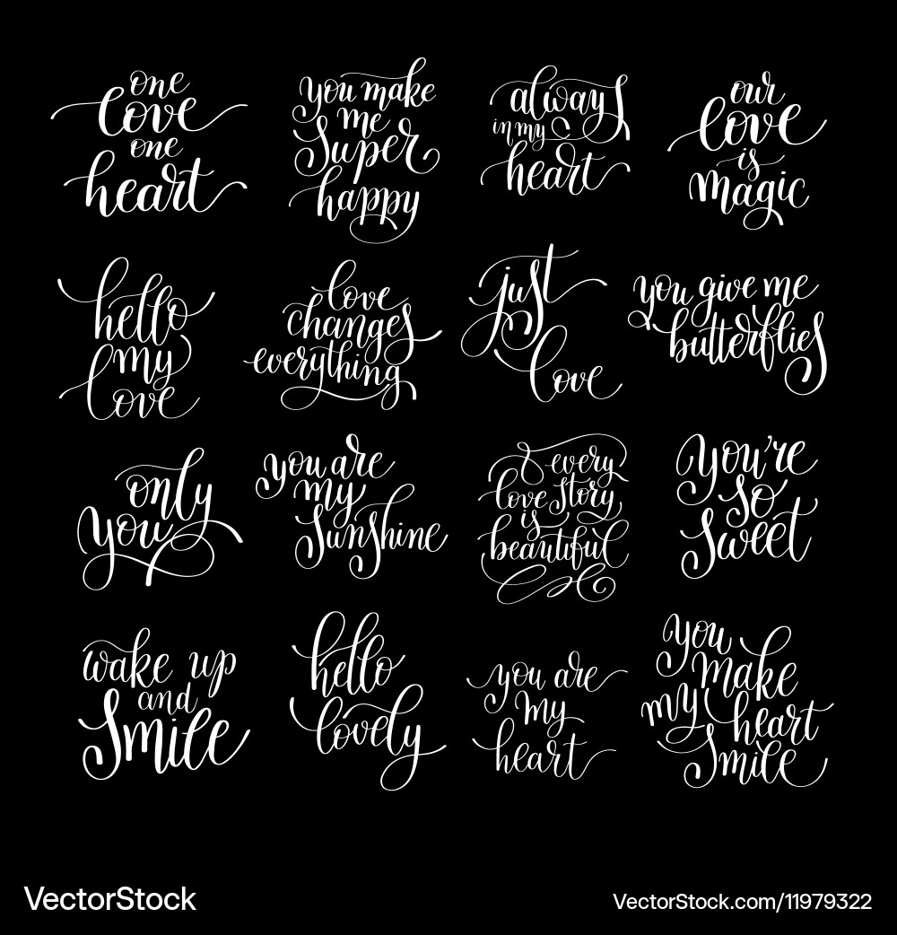 Set handwritten lettering positive quote about Vector Image
