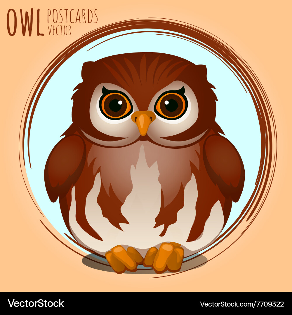 Shubby brown owl cartoon series Royalty Free Vector Image