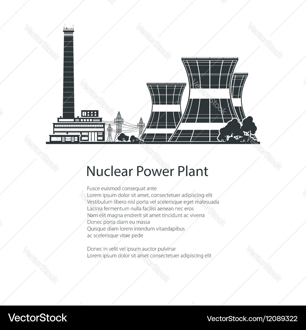 Silhouette nuclear power plant poster brochure Vector Image
