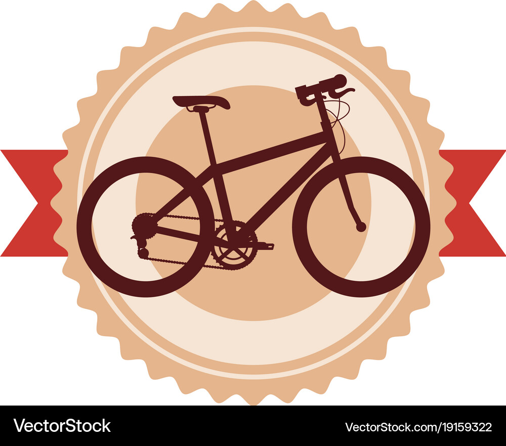 Sport bicycle emblem with ribbon Royalty Free Vector Image