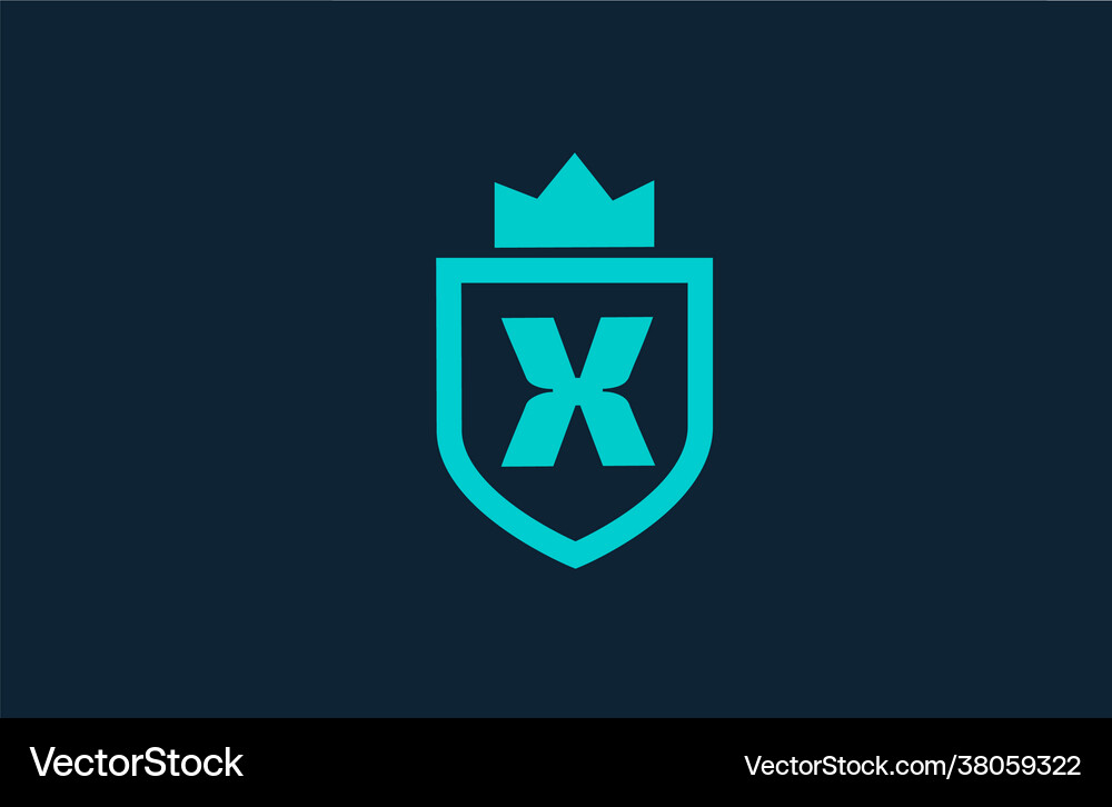 X blue shield alphabet icon logo for company Vector Image
