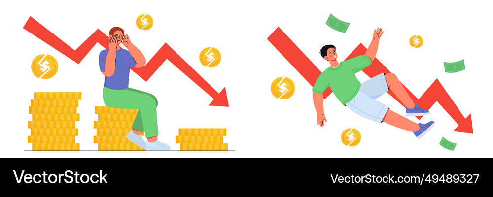 Bankruptcy people set Royalty Free Vector Image