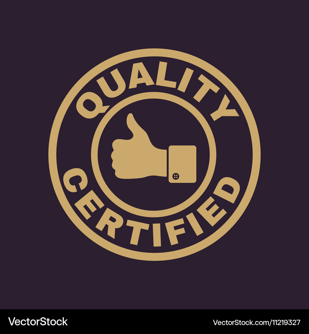 Certified quality and thumbs up icon Royalty Free Vector