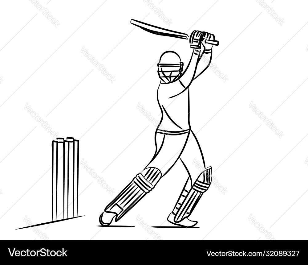 Concept batsman playing cricket - championship Vector Image