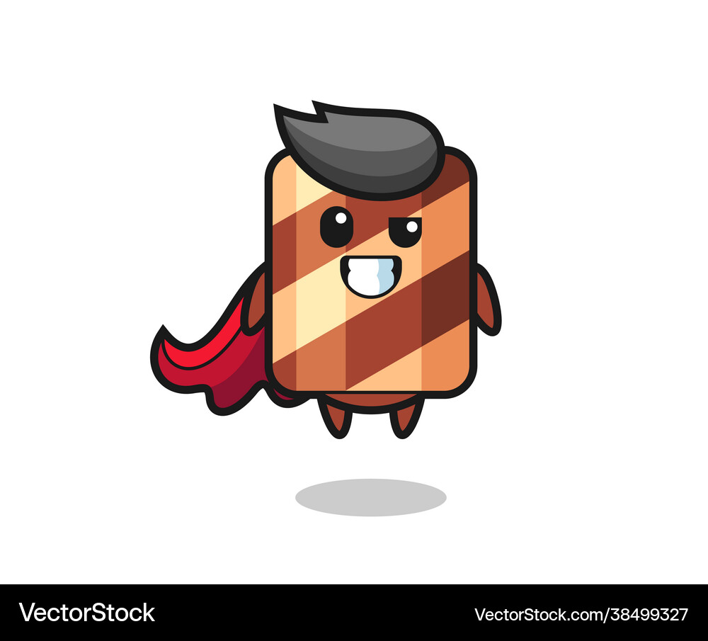 Cute wafer roll character as a flying superhero Vector Image
