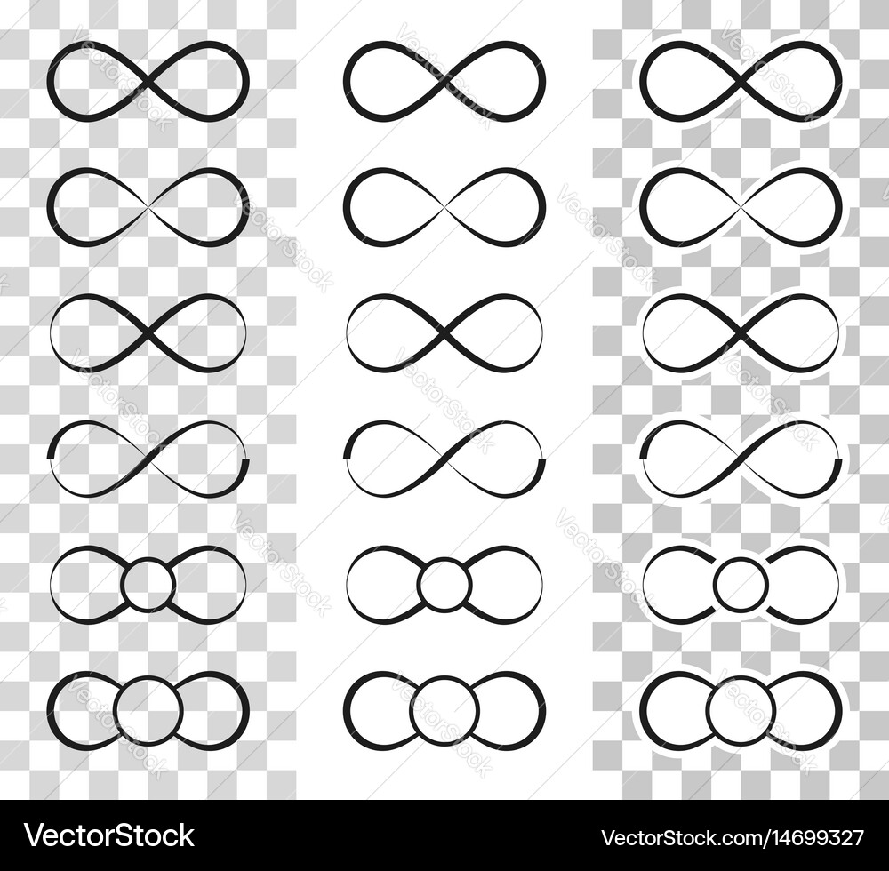 Icons set of infinity symbols with variable lines Vector Image