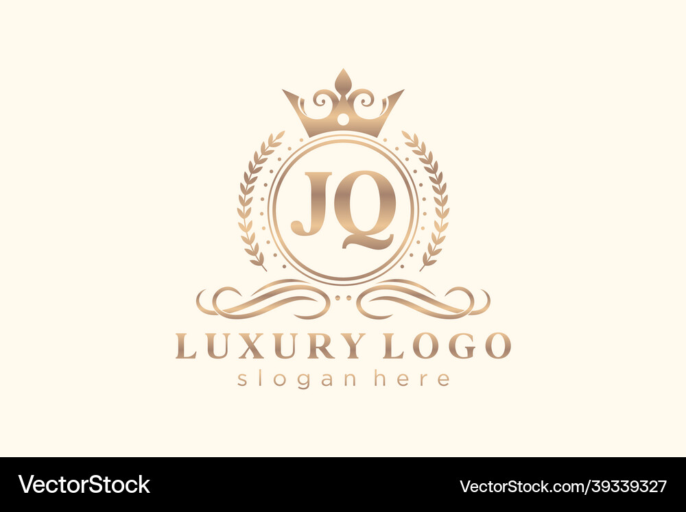 Initial jq letter royal luxury logo template Vector Image