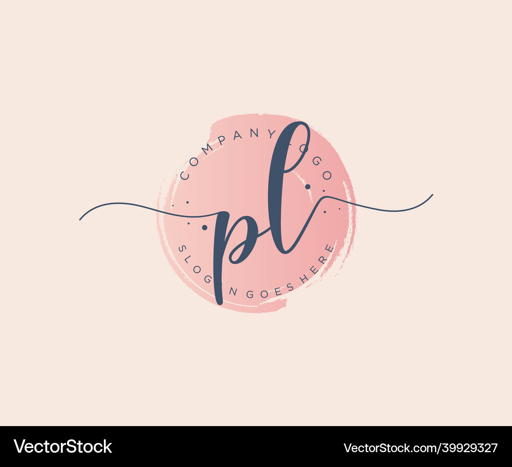 Initial pl feminine logo usable for nature salon Vector Image