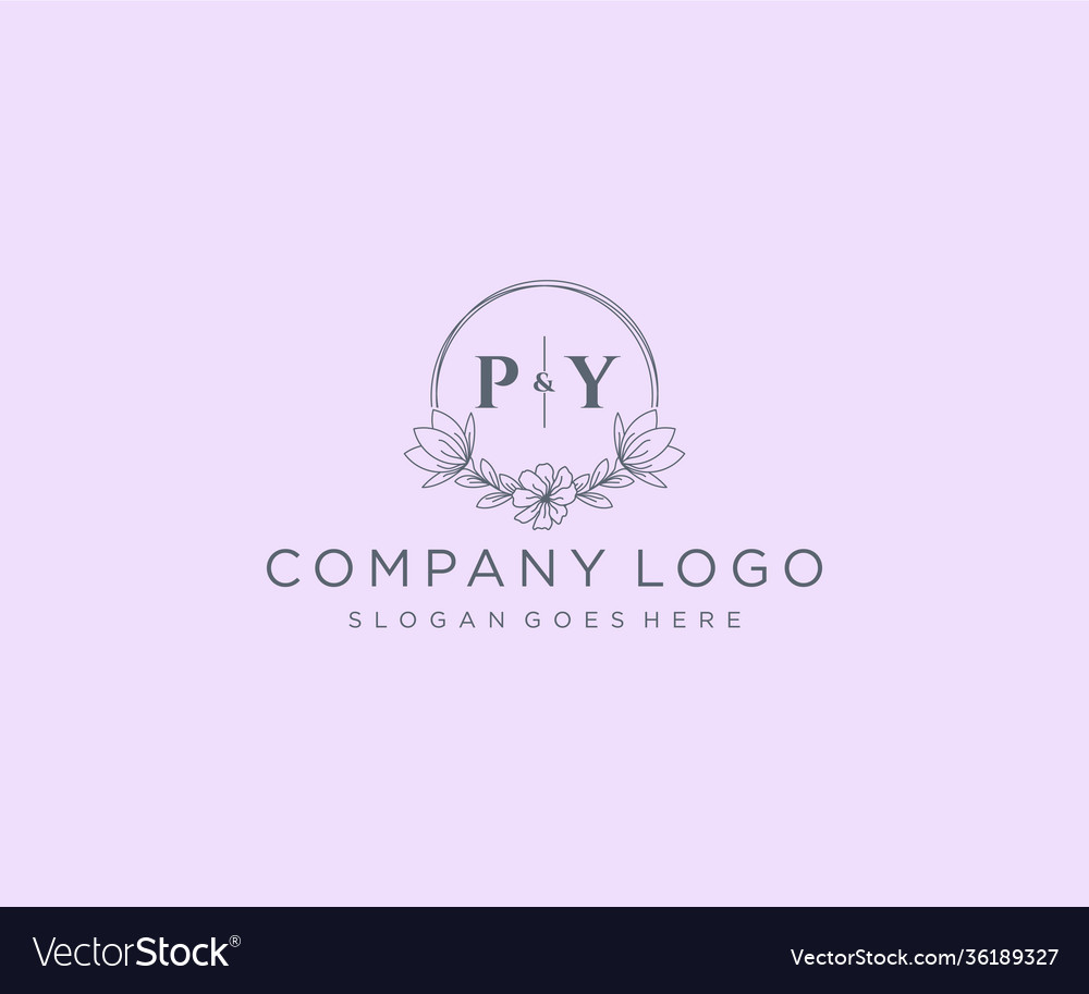 Initial py letters floral frames unique Royalty Free Vector