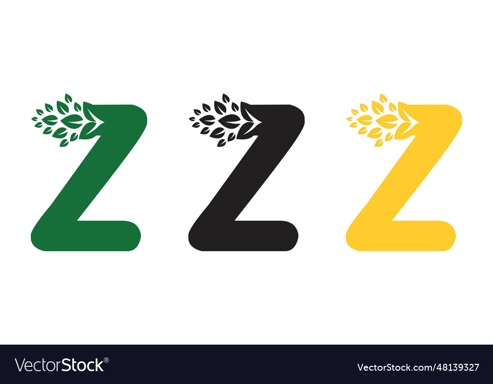 Letter eroded into leaf z logo Royalty Free Vector Image