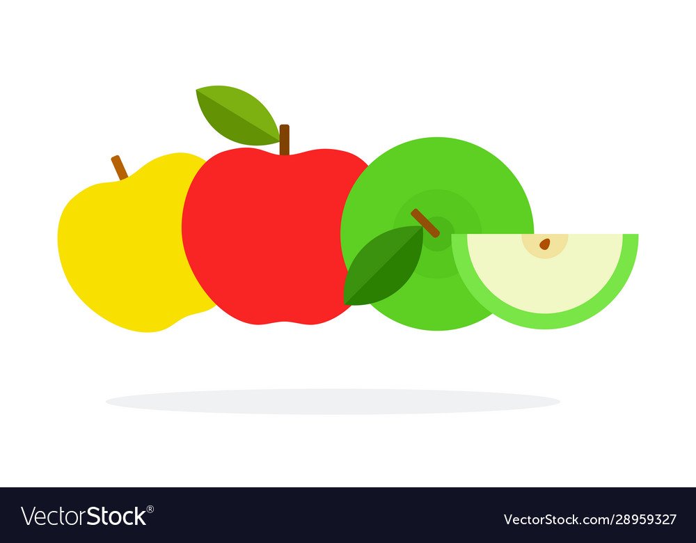 Red yellow and green apple with a slice Royalty Free Vector