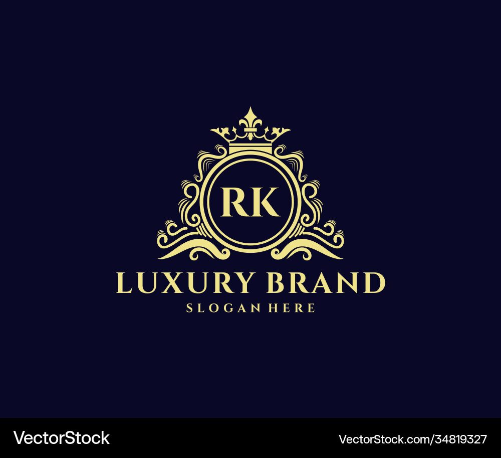 Rk initial letter gold calligraphic feminine Vector Image