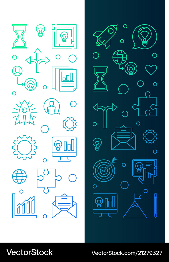 Set of 2 startup creative vertical banners in thin