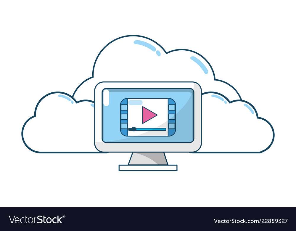 Technology web cloud cartoon Royalty Free Vector Image
