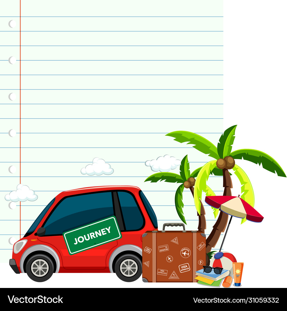 Border template design with car and bags Vector Image