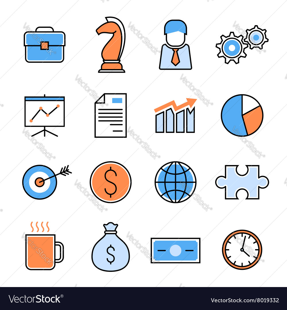Business finance line icons Royalty Free Vector Image