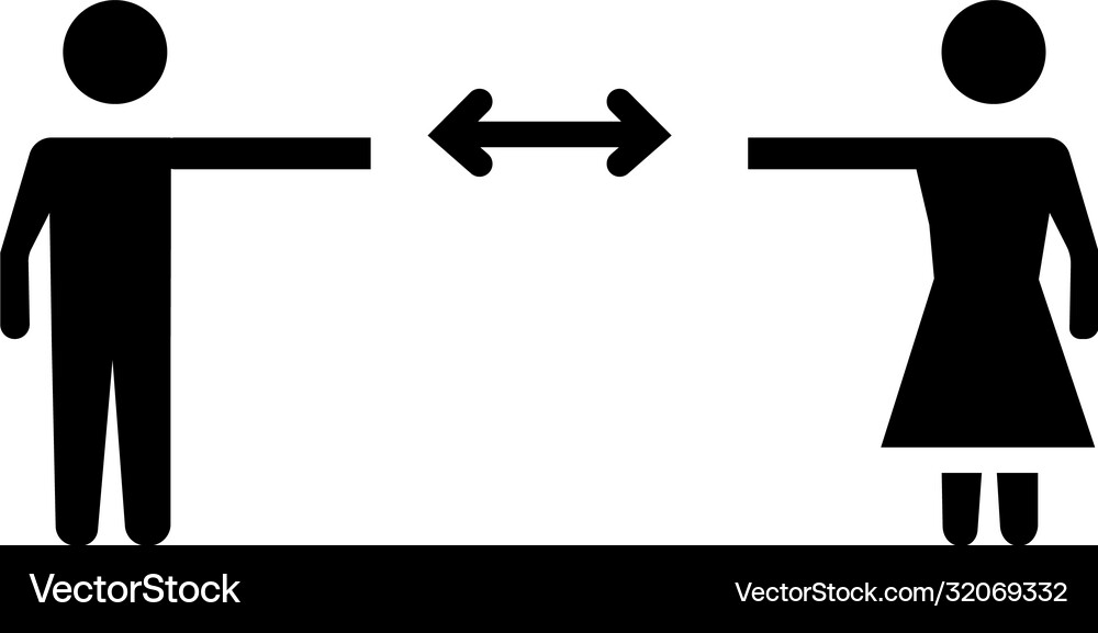 Figures humans with arrows social distance Vector Image