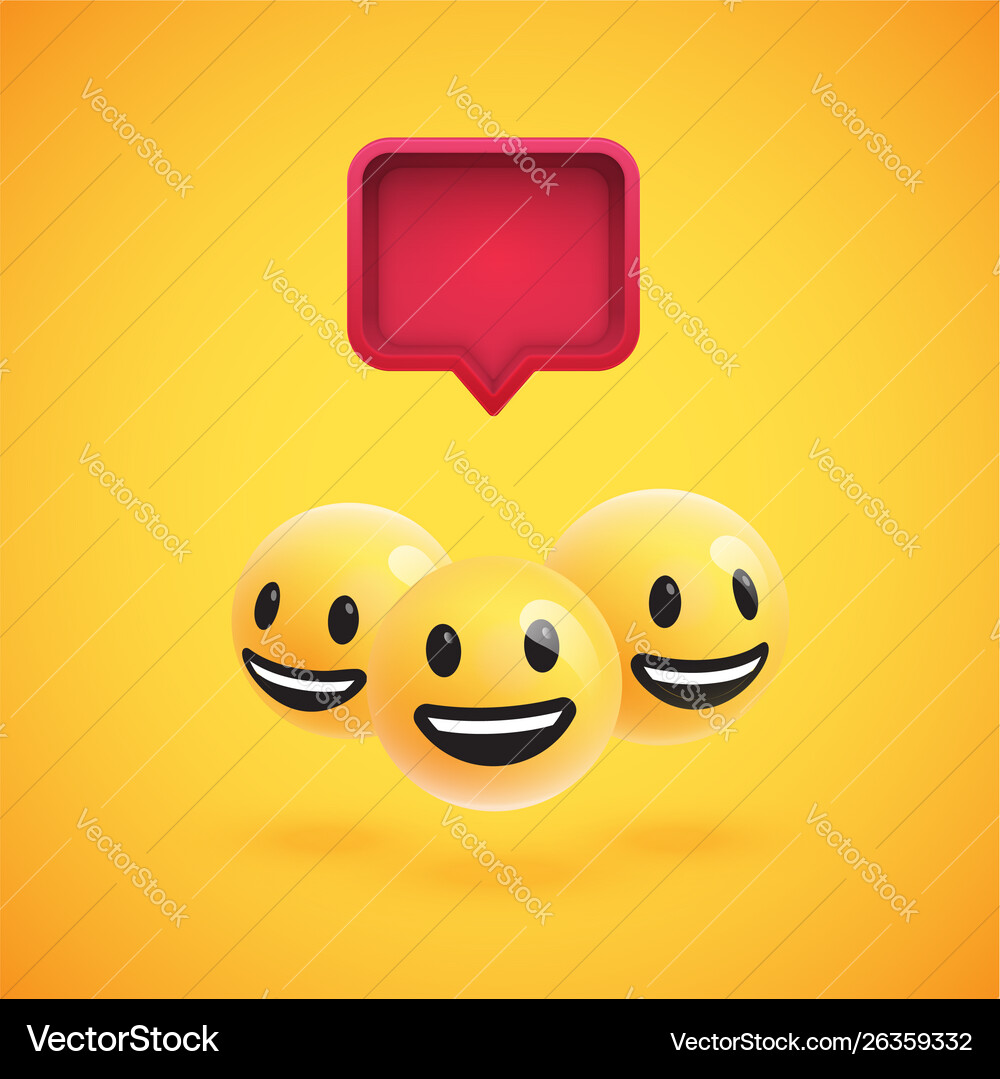 Group high detailed yellow emoticons with a 3d Vector Image