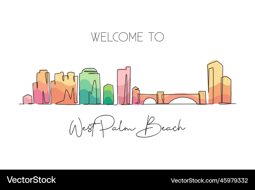 One single line drawing west palm beach city Vector Image