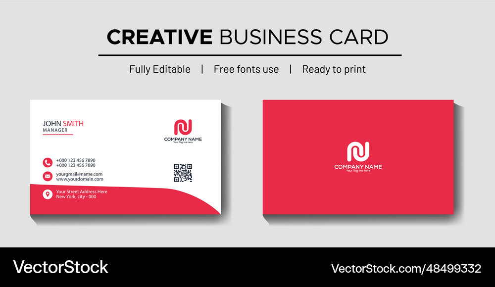 Red color business card creative and unique Vector Image