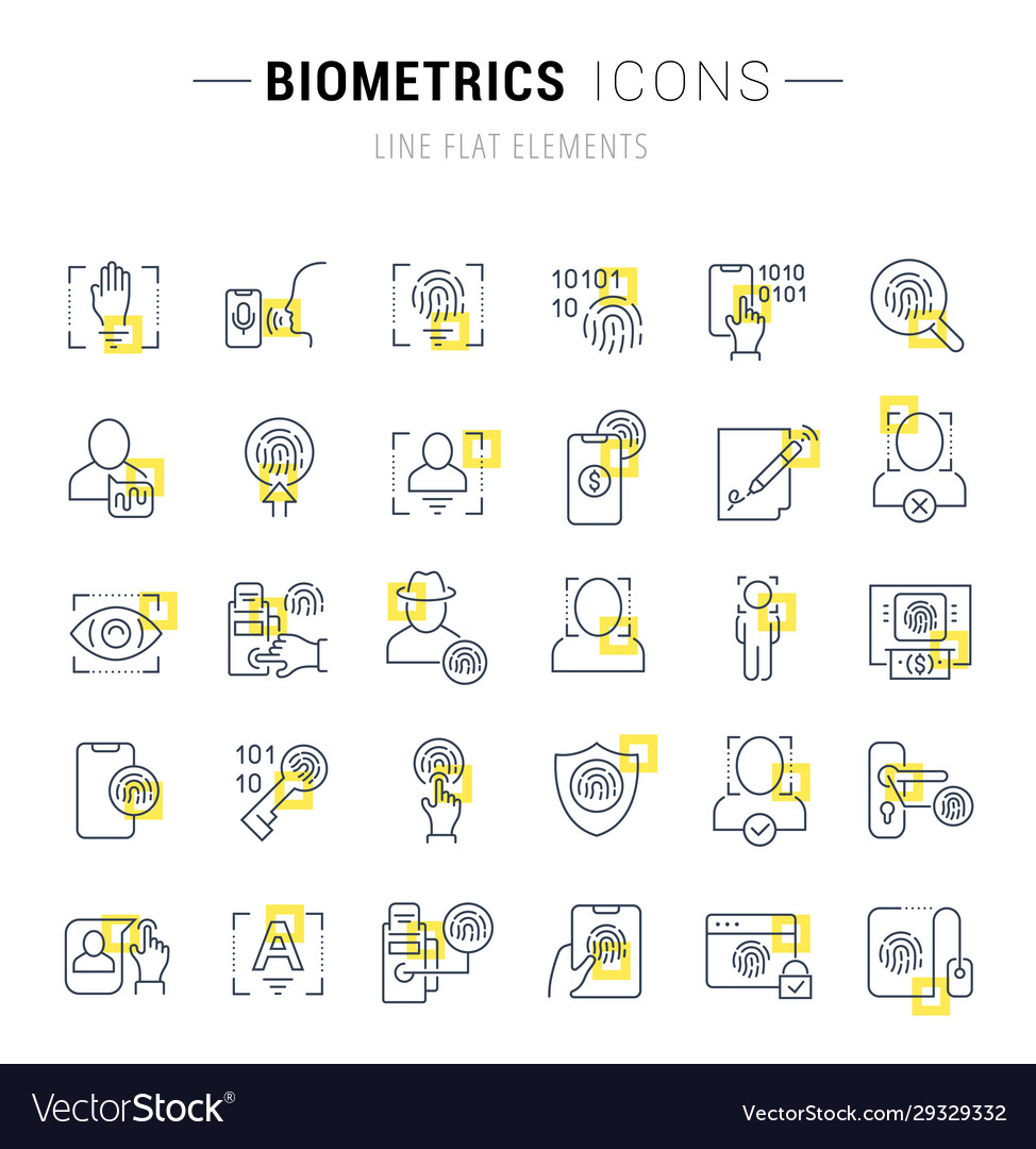 Set line icons biometrics Royalty Free Vector Image