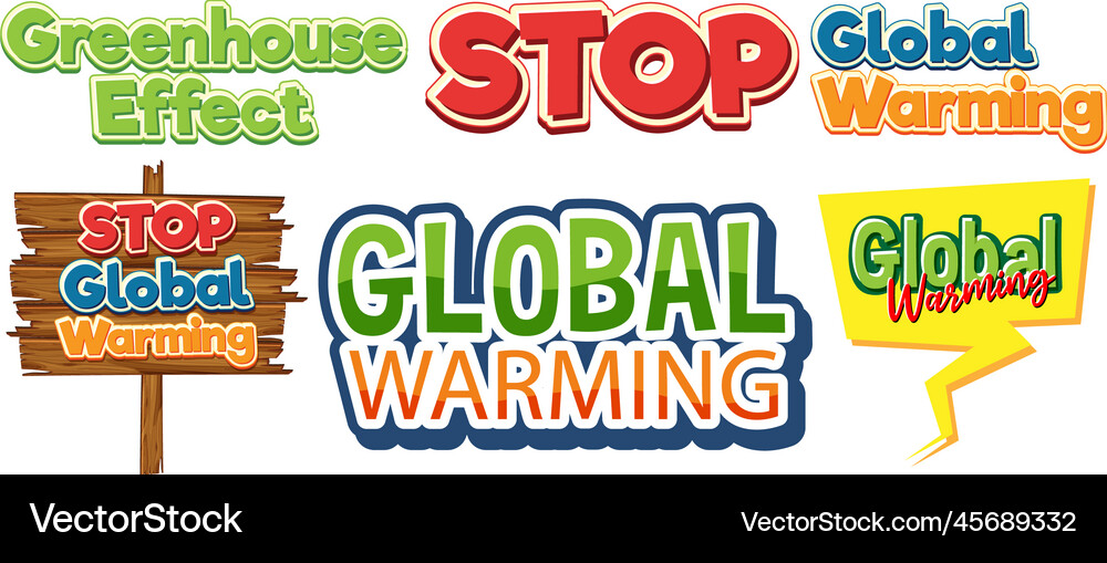 Set of global warming banner sign Royalty Free Vector Image