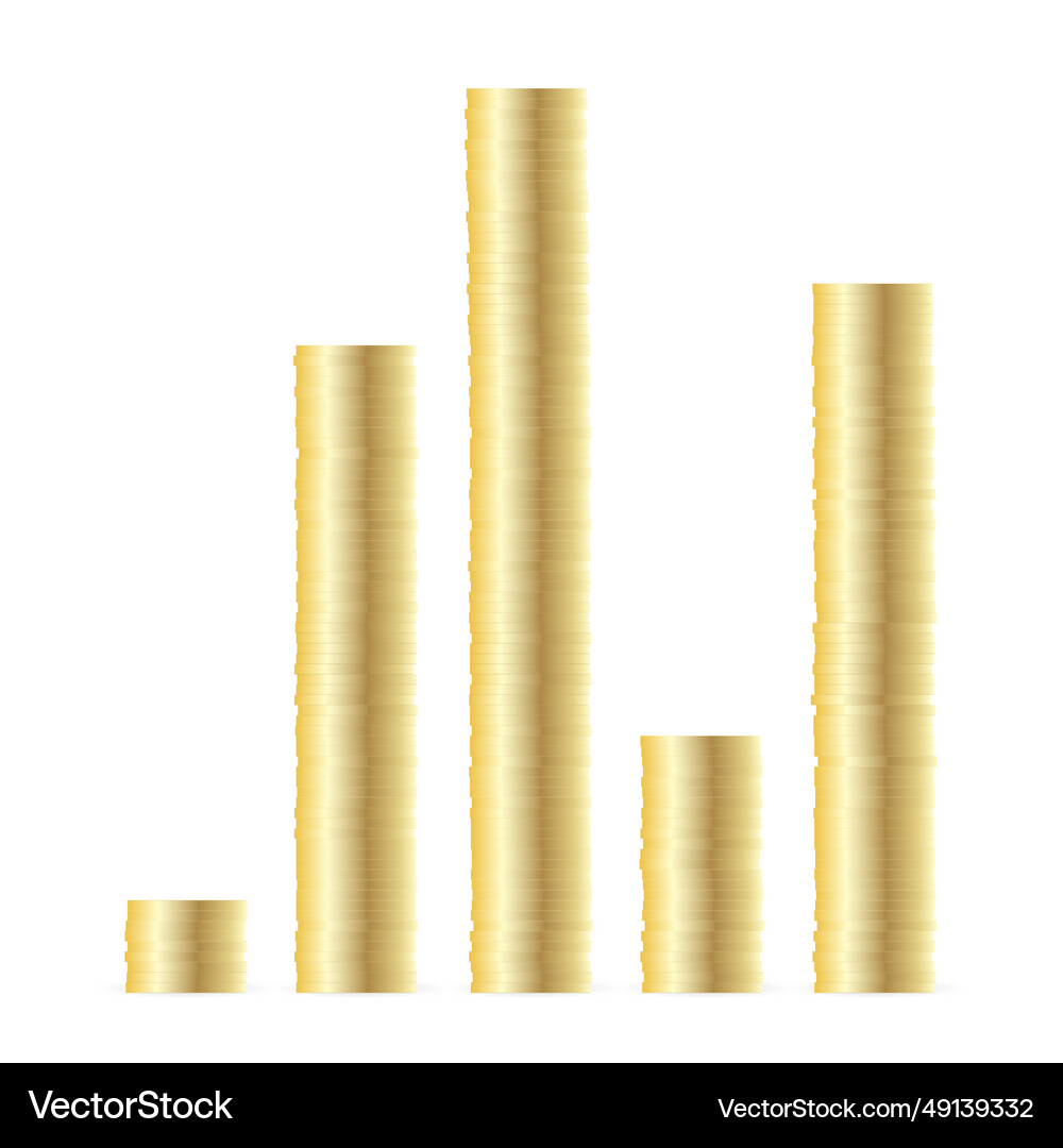 Set of gold coins in stacks Royalty Free Vector Image