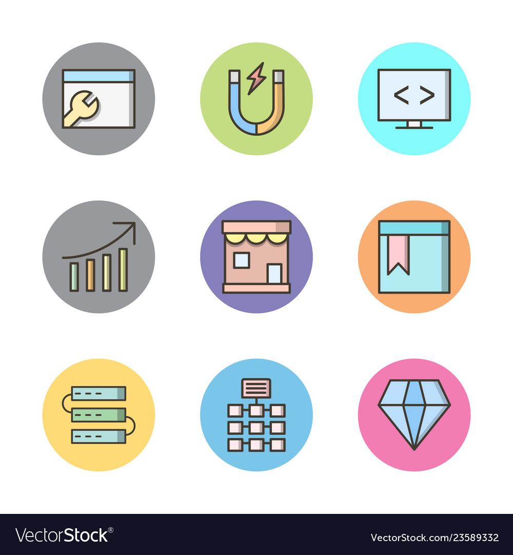 Set of seo search engine optimization icons Vector Image