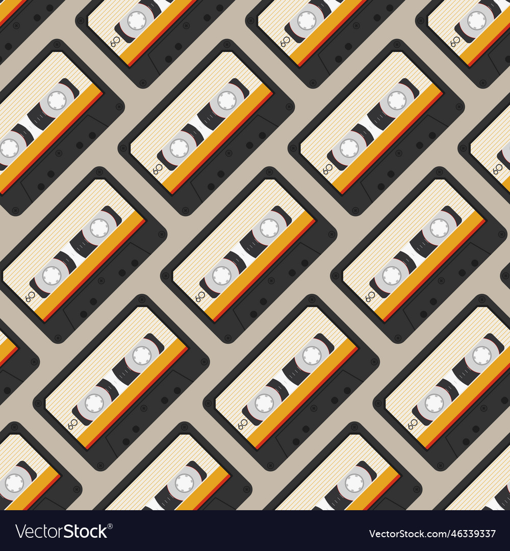 Audio tapes seamless pattern Royalty Free Vector Image