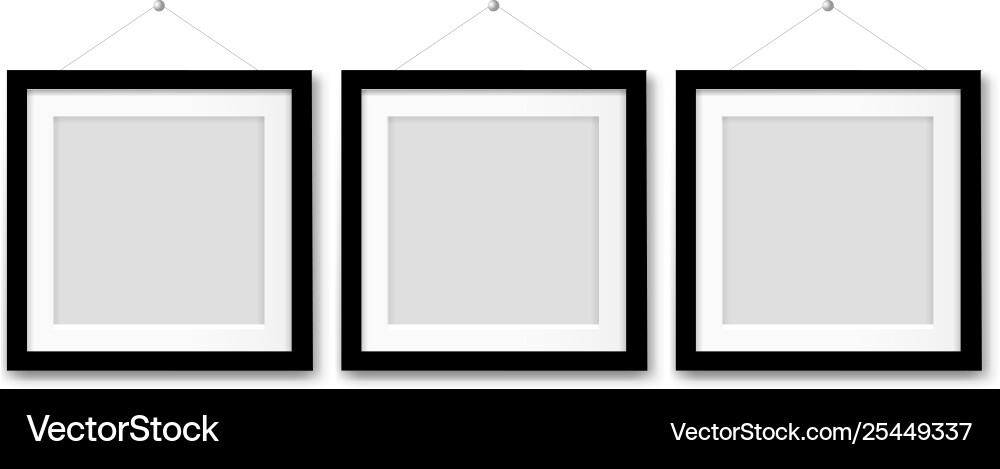 Black picture frame set Royalty Free Vector Image