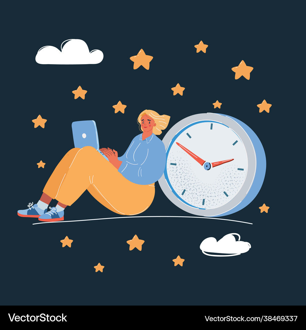 Businesswoman work at night Royalty Free Vector Image