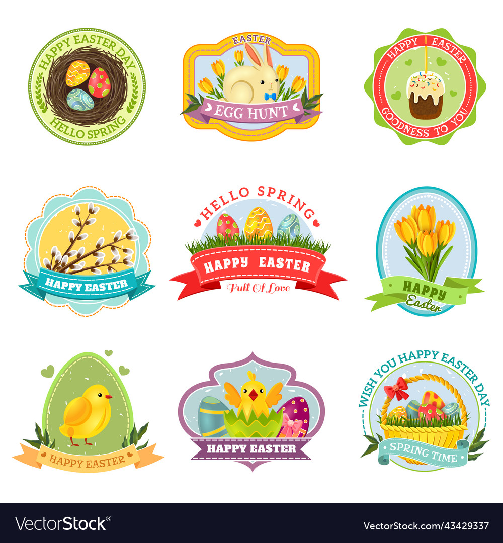 Easter emblem set Royalty Free Vector Image - VectorStock