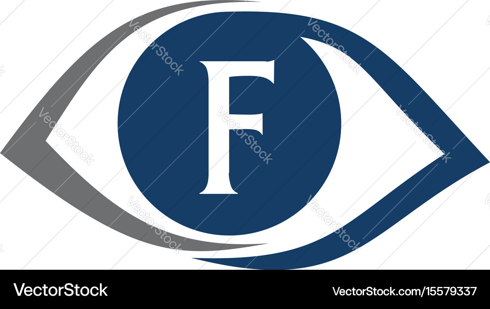 Eye care solutions letter f Royalty Free Vector Image