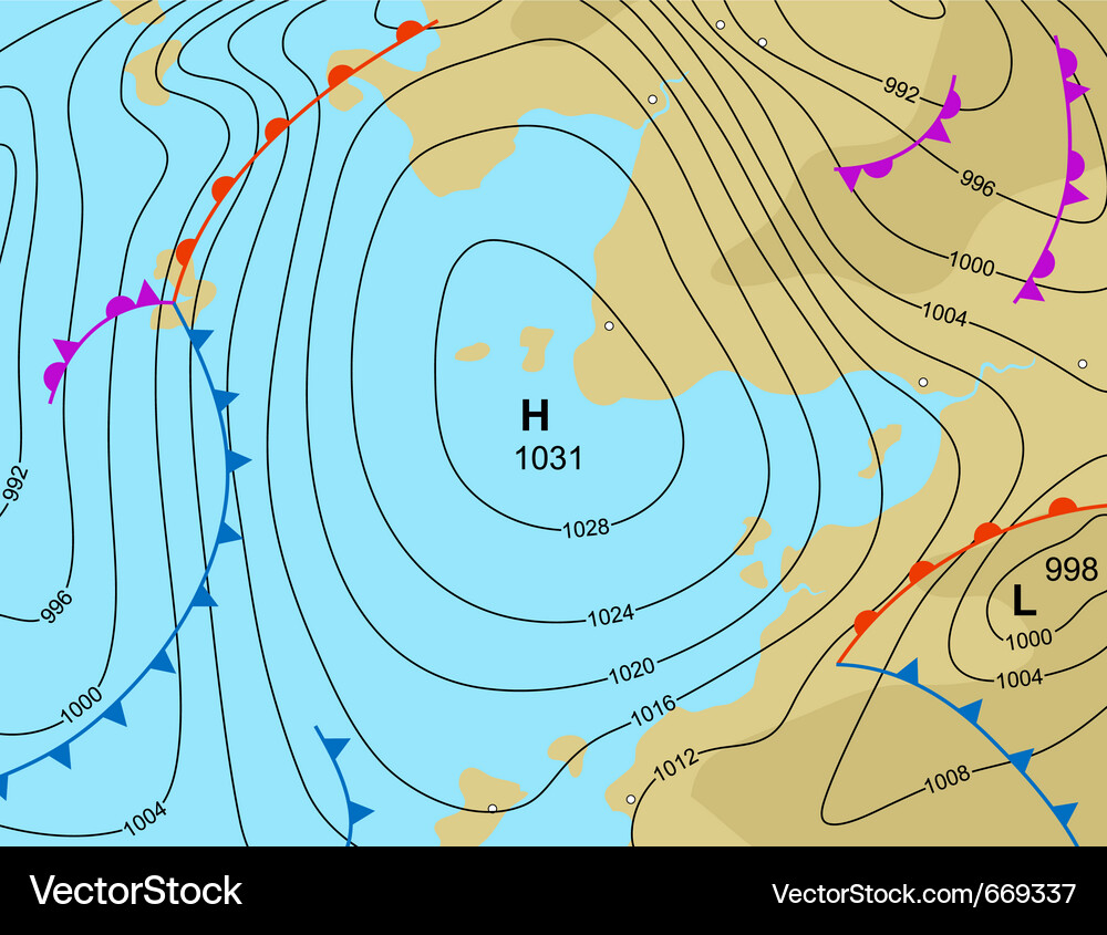 High Pressure System Map Royalty Free Vector Image