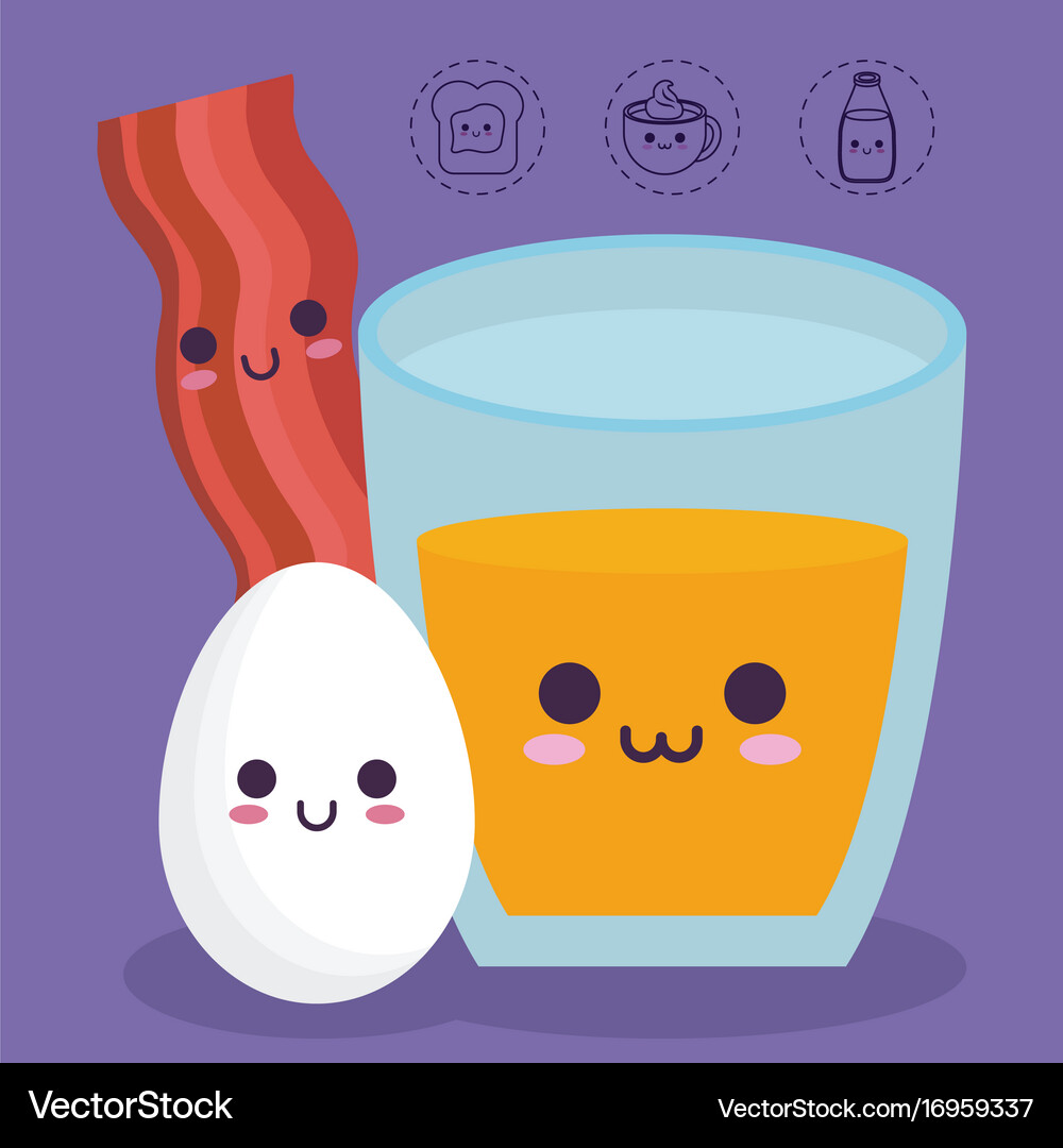 Kawaii breakfast food design Royalty Free Vector Image