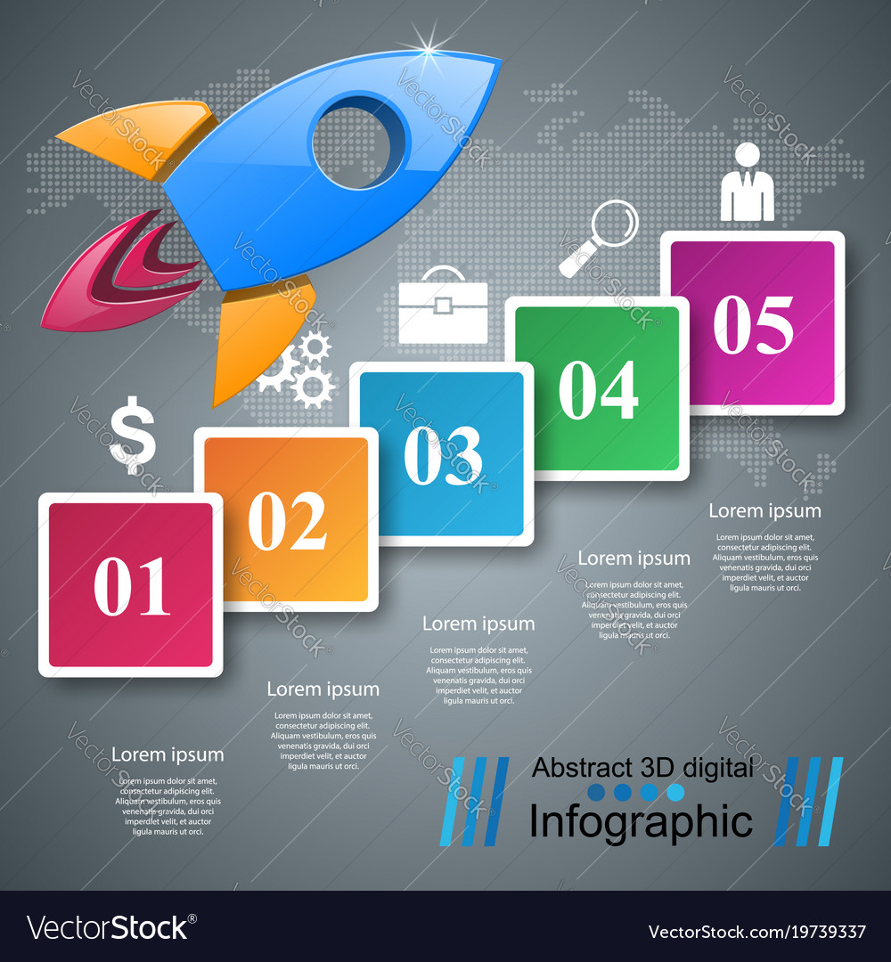 Rocket icon abstract infographic Royalty Free Vector Image