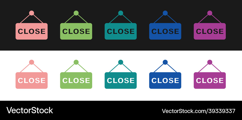 Set hanging sign with text closed icon isolated Vector Image