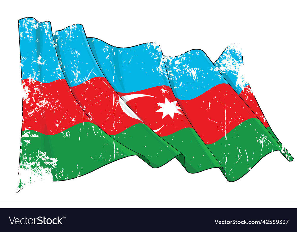 Textured grunge waving flag of azerbaijan Vector Image