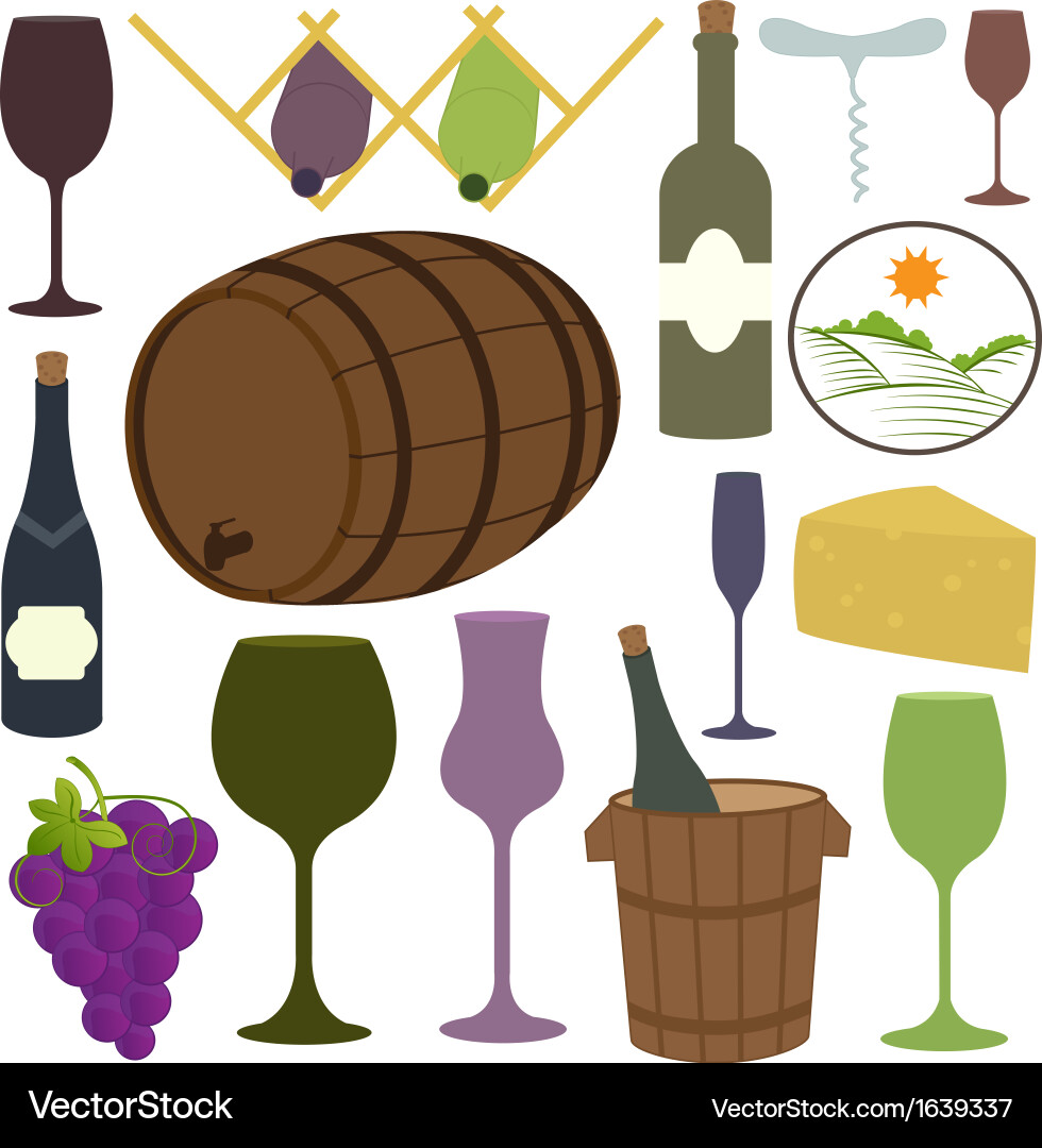 Vintage wine icons collection Royalty Free Vector Image