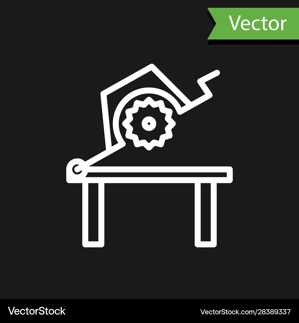 White line table saw for woodwork icon isolated Vector Image