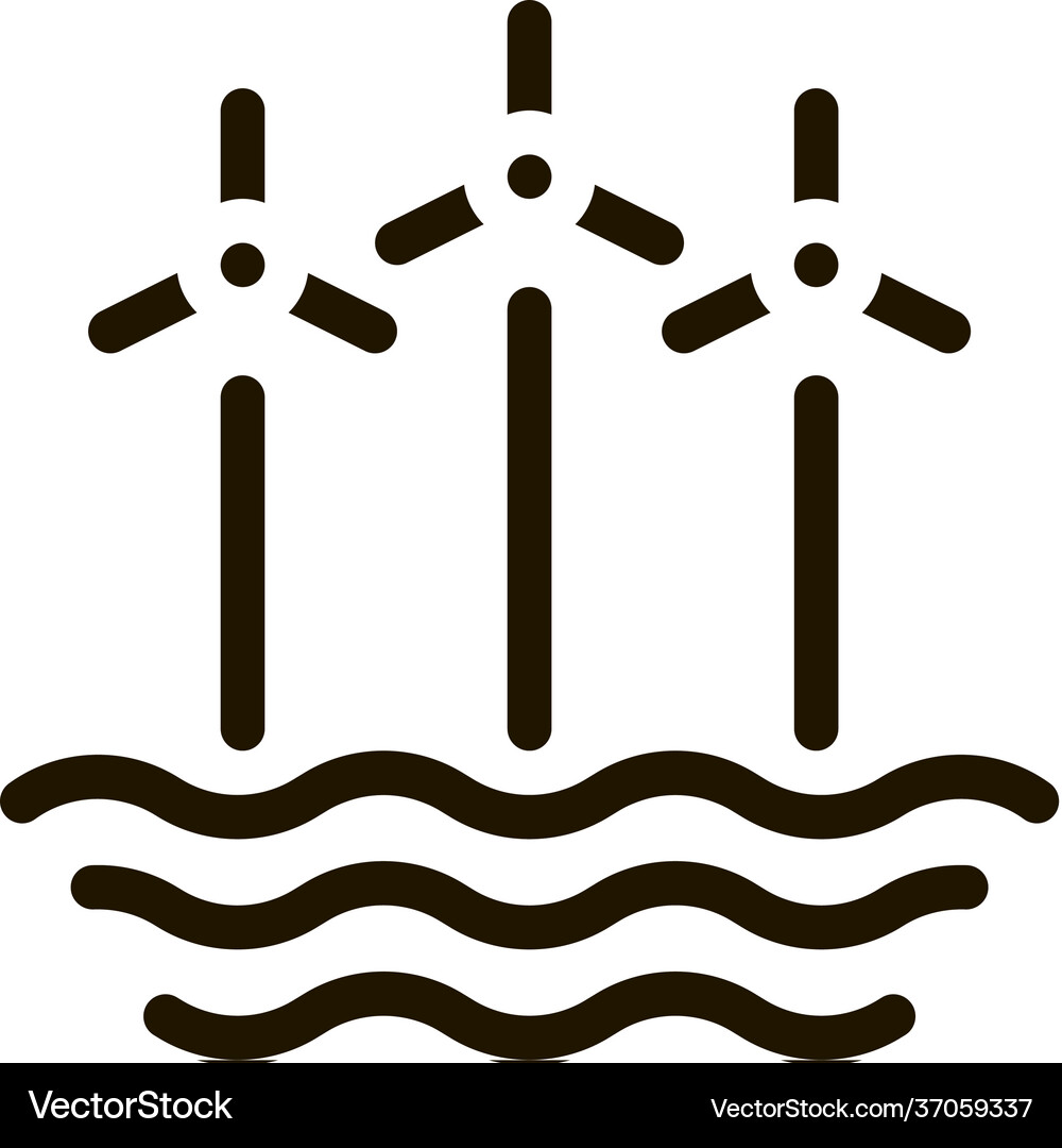 Wind energy technology among sea icon glyph Vector Image