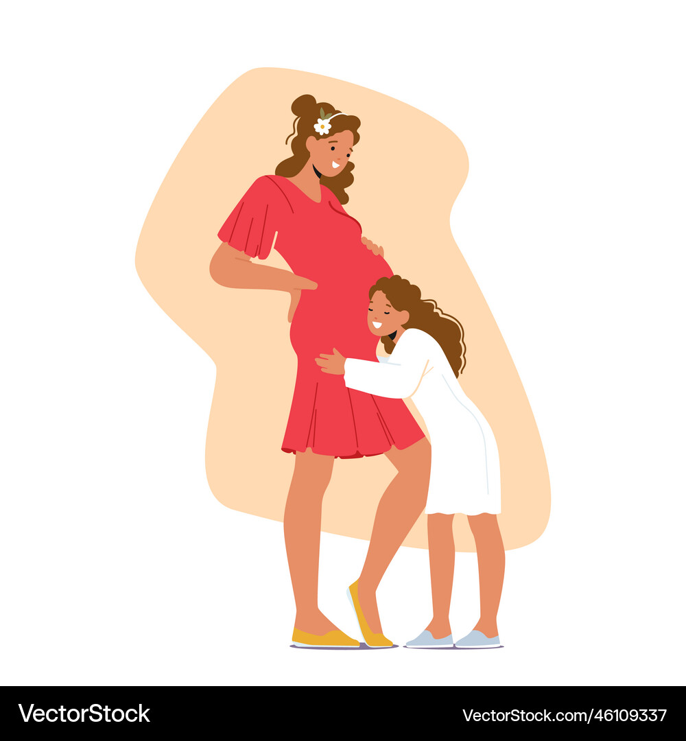 Young daughter character tenderly holds her Vector Image