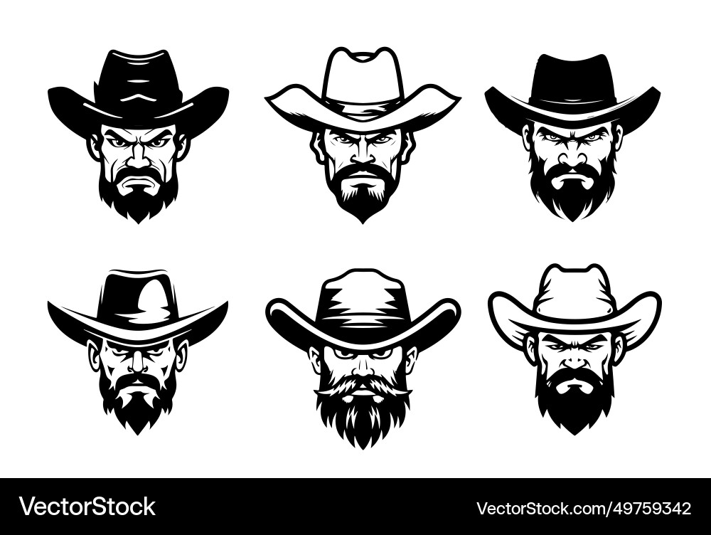 Angry cowboy western portrait Royalty Free Vector Image