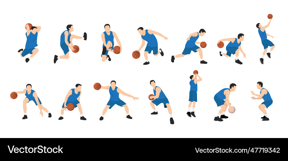 Basketball Player Action Poses Royalty Free Vector Image