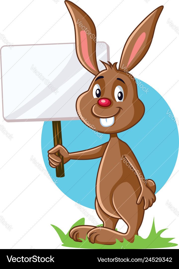 Cute bunny holding advertising sign Royalty Free Vector