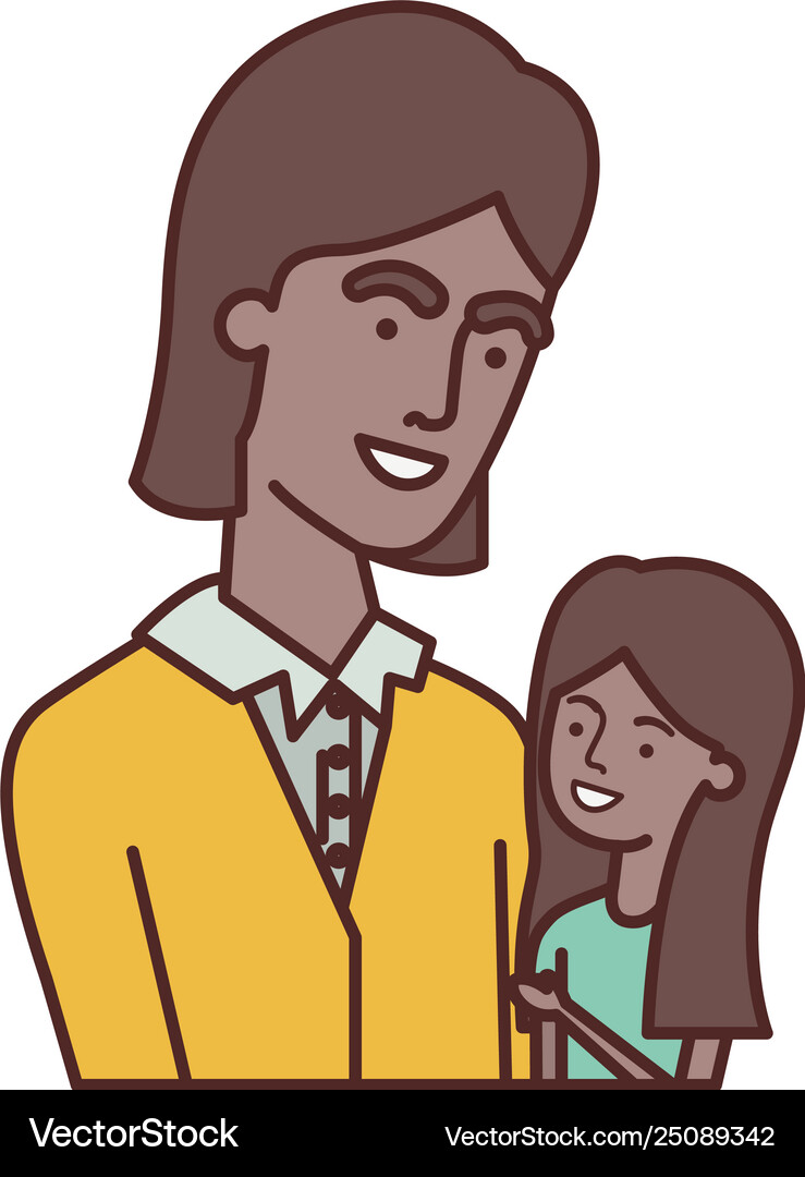 Father with daughter avatar character Royalty Free Vector