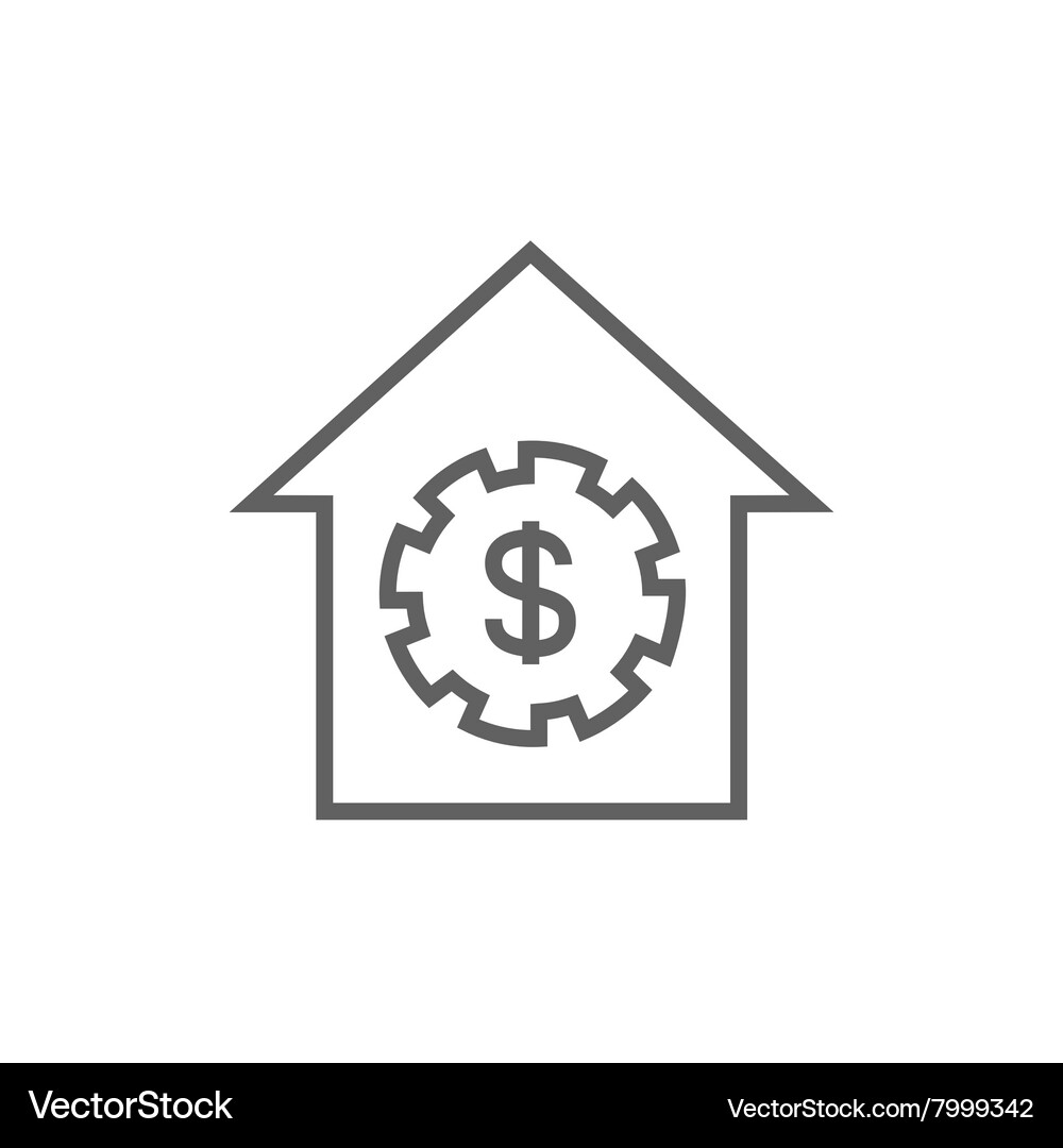 House with dollar symbol line icon Royalty Free Vector Image