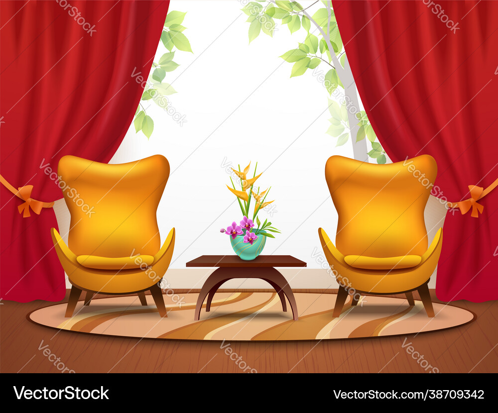 Living room cartoon interior Royalty Free Vector Image